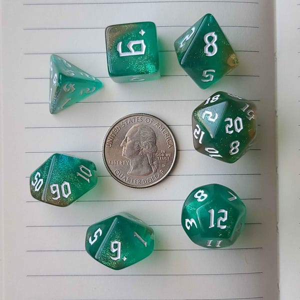 Dnd 7 Dice Set in Potion Flask, Fantasy Forest D&D Polyhedral Dice Set ...