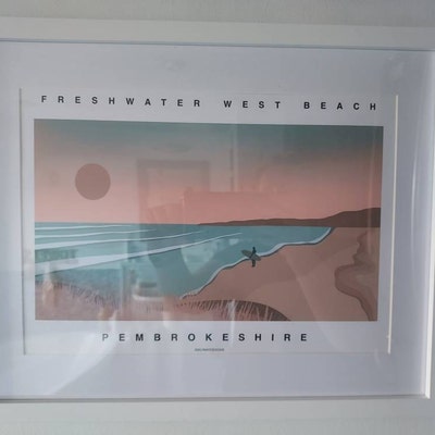 Tenby Beach Pembrokeshire Surf Print Wales Beach Coastal Illustration ...