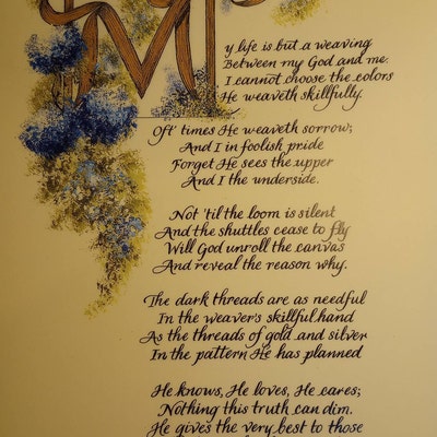 My Life is but a Weaving/tapestry Poem/blue Hydrangea/the Tapestry ...