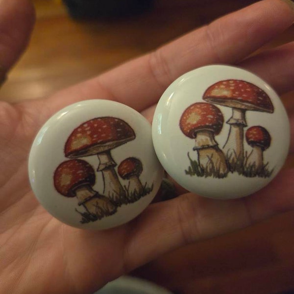 Mushroom Drawer Knobs, Vintage Mushroom Drawer Handles, Nursery Knobs ...