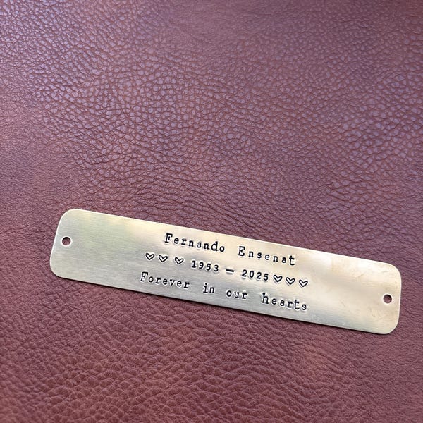 Personalized Memorial Plaque, Name Plate, Handstamped Memorial Tags ...
