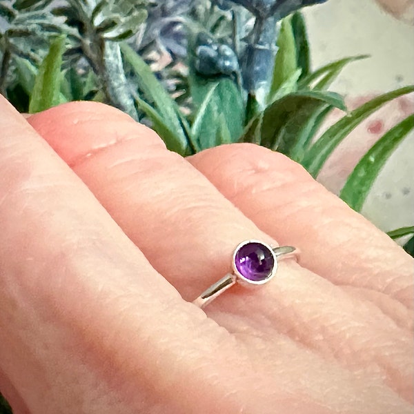 Sale-amethyst Stacking Ring, Amethyst Ring, Natural Gem Ring, February Birthstone, Amethyst ...