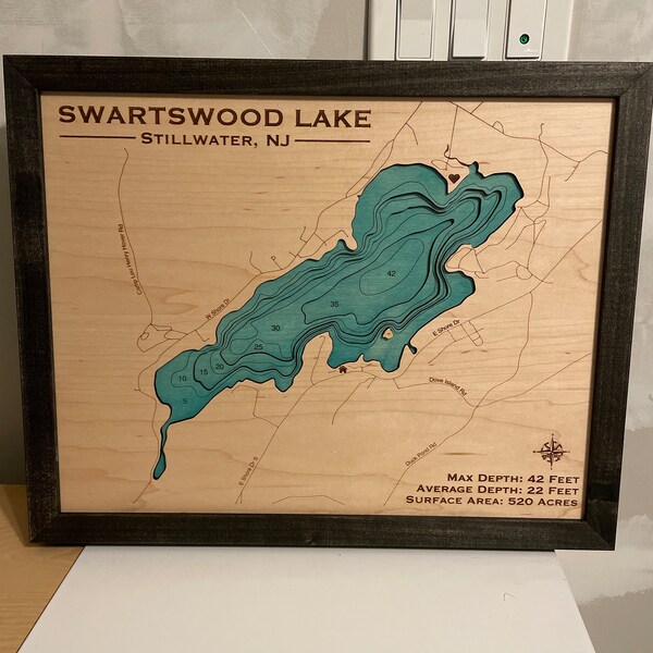 Personalized Wood Lake Map, Custom Wood Map, Lake House Decor, Father's ...