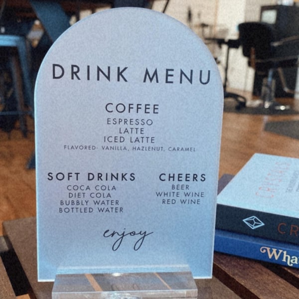 Art Deco Inspired Acrylic Bar Sign, Signature Drink Bar Menu, Wedding ...
