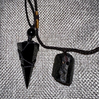 Obsidian Pendant Necklace-natural Black Obsidian Stone Hexagon Point ...