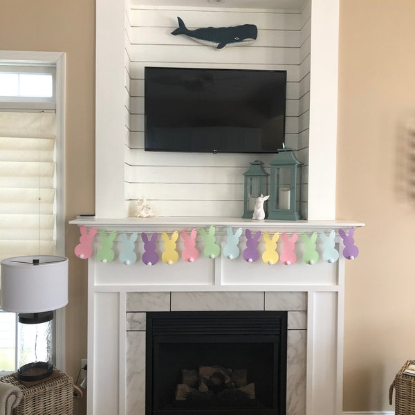 Bunny Banner, Spring Banner, Easter Garland, Fireplace Decor, Mantle ...