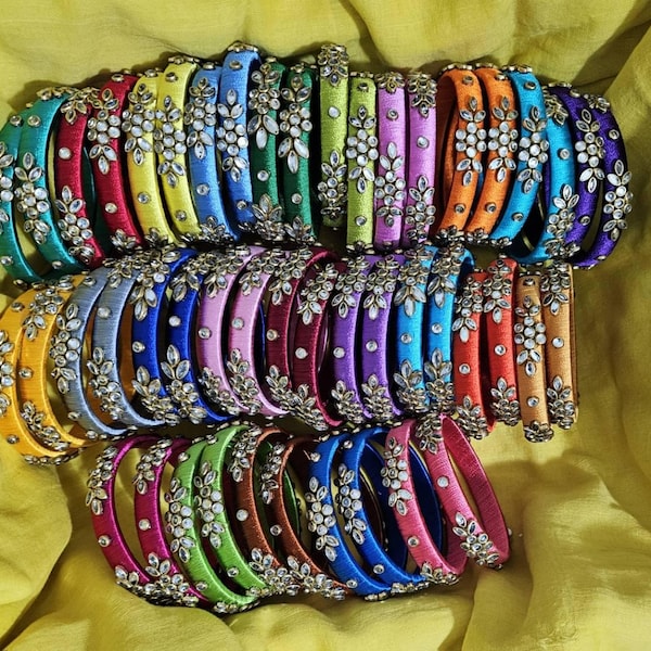 Silkthread Bangles Kundan Bangles Return Gift Bangles Etsy