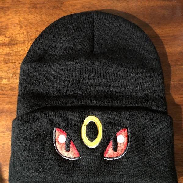 Adult Embroidered Umbreon Pokemon Themed Black Beanie | Kawaii - Etsy