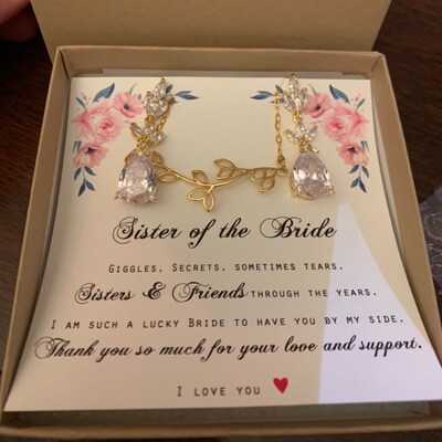 Sister Wedding Gift,sister of the Bride Gift Necklace, Maid of Honor ...
