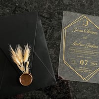 PERSONALİZE Invitation With Stamp, Acrylic Wedding Invitation With Rsvp ...