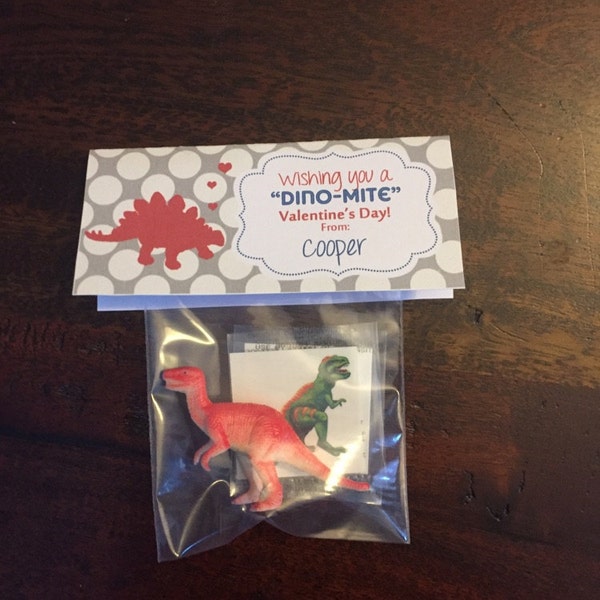Printable Valentines - Boy's Dinosaur Valentine Treat Bag Toppers - Boy ...
