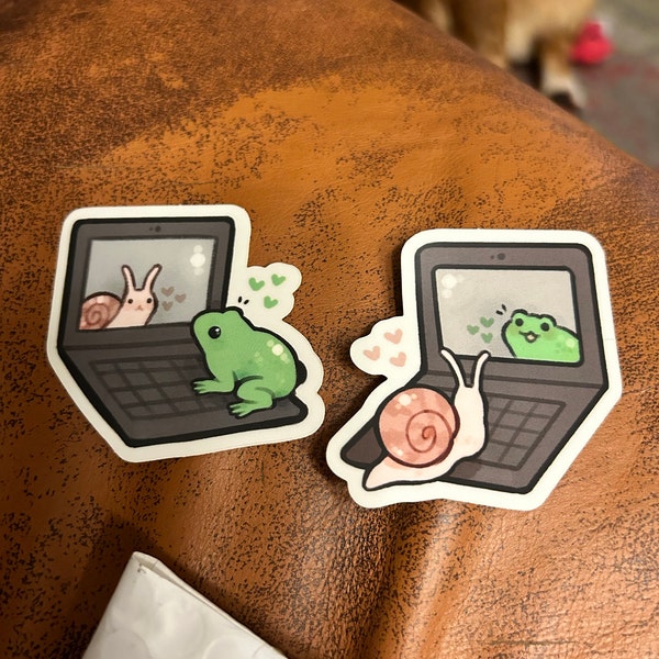 Date Night Clear Sticker Set of 2 / Snail and Frog Stickers / Cute ...