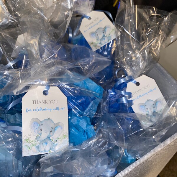 Blue Elephant Favor Tags, Thank You Tags, Baby Shower Favors, Thank You ...