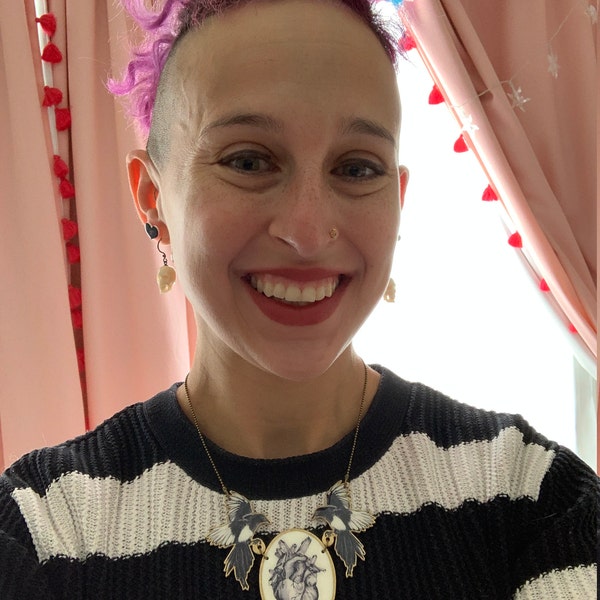 Magpie Heart Thief Jewelry, Bird Necklace, Crystal Heart Anatomic ...