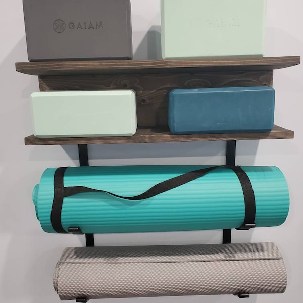 Yoga Mat Rack 2 Shelves With 2 Mat Racks, Yoga Decor, Gym Mat Rack, Gym Storage, Fitness - Etsy