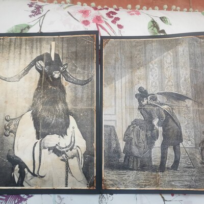 Hand Aged Print of a Black Magic Goat Headed Wizard A4 Size - Etsy