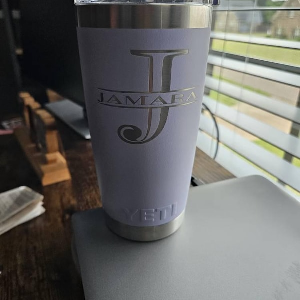 Personalized Initial YETI Tumbler: Laser Engraved 20 Oz Stainless Steel ...