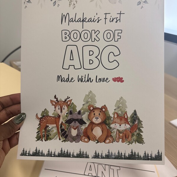 ABC Book Baby Shower Coloring Page, Woodland Animal Abc Coloring Book ...