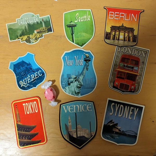 Personalizable Travel Stickers Pack, Vintage-style Travel Gift, Decals ...