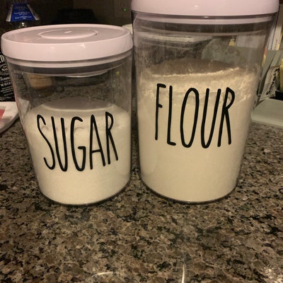Flour, Sugar Jar Labels Wall Vinyl Decal Sticker Cute Farmhouse Kitchen ...