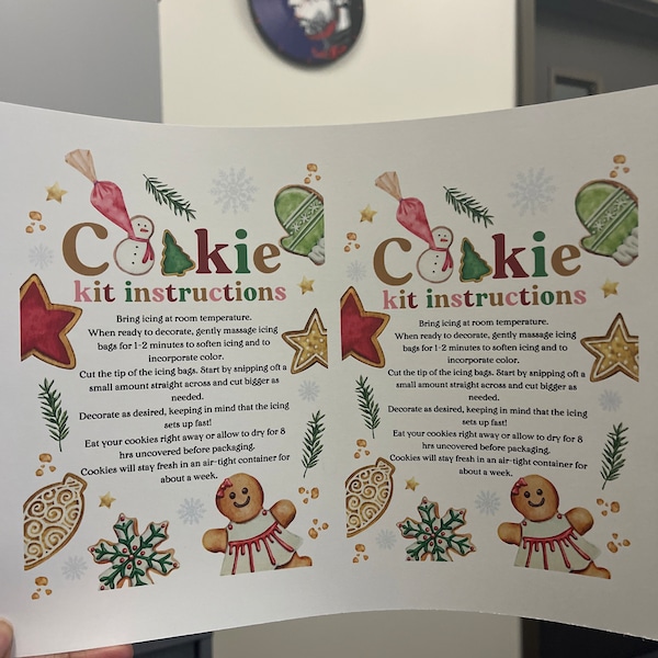 Editable Christmas Cookie Instructions Card Template, Editable Cookie ...