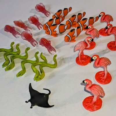 Set of Tiny MINIATURE FLAMINGOS Pink Flamingo Bird Animal Mini Figures ...