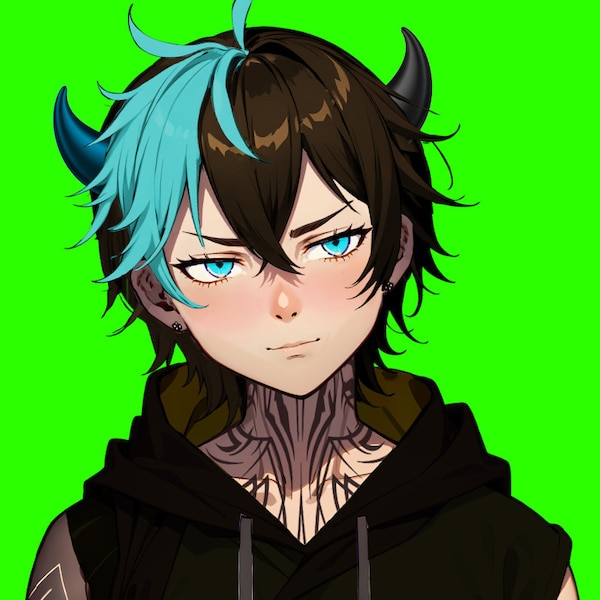 Premade Vtuber Model Male - Dark Oni Boy for Vtube Studio as a Cool ...