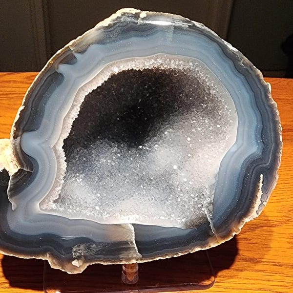 Nice Banded Agate 4.30" Cut Polished Brazilian Agate Quartz Geode Half ...