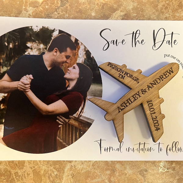 Save the Date Magnet, Wooden Magnet Save the Date, Plane Save the Date ...