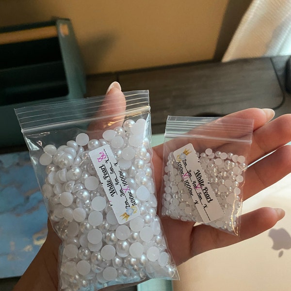 White Flat Back Half Round Flatback Pearls - Etsy