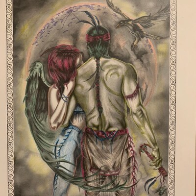 ORIGINAL WATERCOLOUR PAINTING 'sienna and the Deer Seek the Forest ...