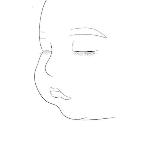 Side Profile Drawing With Birth Flower | Custom Portrait Outline - Etsy