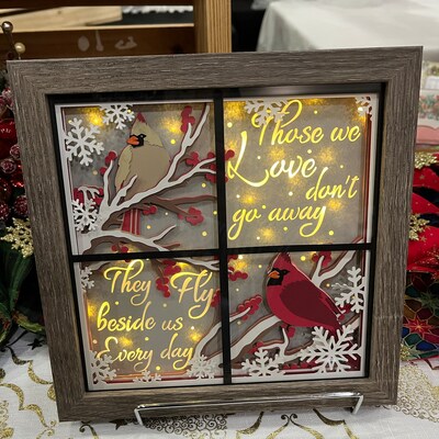 Cardinals Outside Window Shadow Box SVG / Memorial Shadow Box/ Cardinal ...