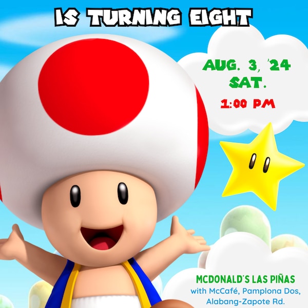 Waluigi Mario Bros Invitation | Mario Luigi Peach Party Theme | Mario ...