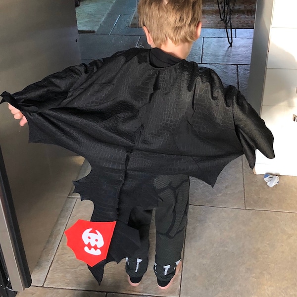 Black Dragon Costume With Wings, Kids Party Dragon Costume, Black Scaly ...