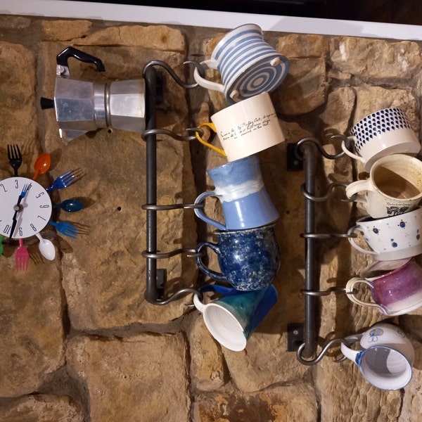 Kitchen Rail Made From Raw Steel With S Hooks | Hanging Rail | Utensil ...