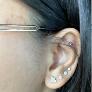 14K REAL Solid Gold CZ Diamond Sunshine Hoop Earring Piercing | Etsy