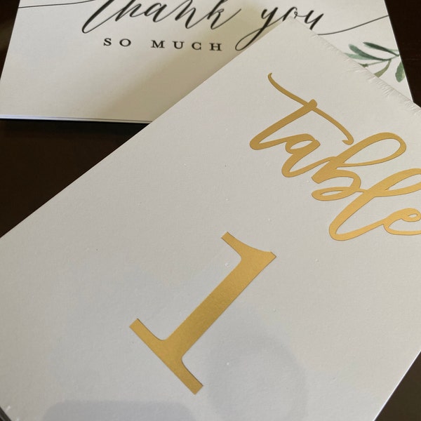 PRINTED Premium GOLD Foil Wedding Table Numbers, 4x6 Calligraphy Foil ...