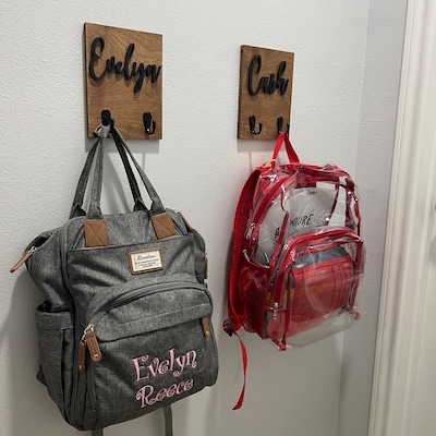 Backpack Hooks, Mud Room Hooks, Personalized Towel Hooks, Bathroom Name ...