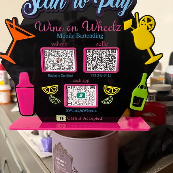 Bartender Sign | Mobile Bartender Sign | Bartender Scan to Pay Acrylic ...