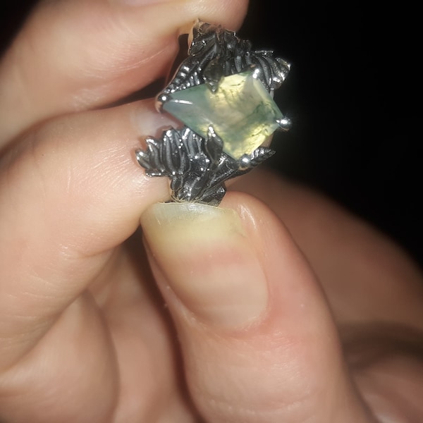 Silver Branches Ring Moss Agate Ring, 925 Sterling Silver Ring, Handmade Nature Inspired Ring ...