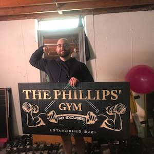 Home Gym Sign No Excuses Custom Name Workout Room Wall Art Cross Fit ...