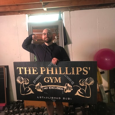 Home Gym Sign No Excuses Custom Name Workout Room Wall Art Cross Fit ...