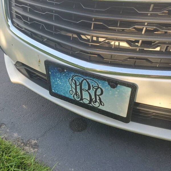 Custom License Plate Glitter Ombre Turquoise , License Plate Frame ...