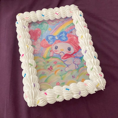 Fake Cake Photo Frame White With Strawberries Pieces and Strawberries ...