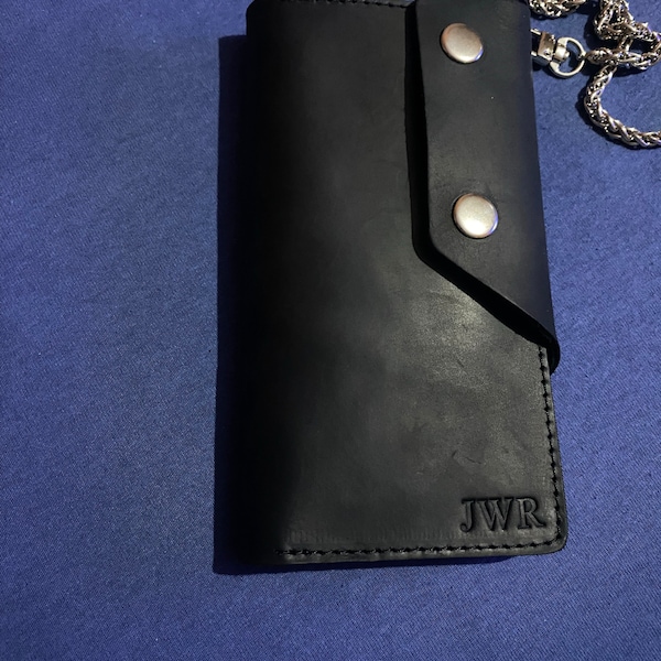 Minimalist Biker Wallet, Men's Personalized Small Leather Biker Wallet ...