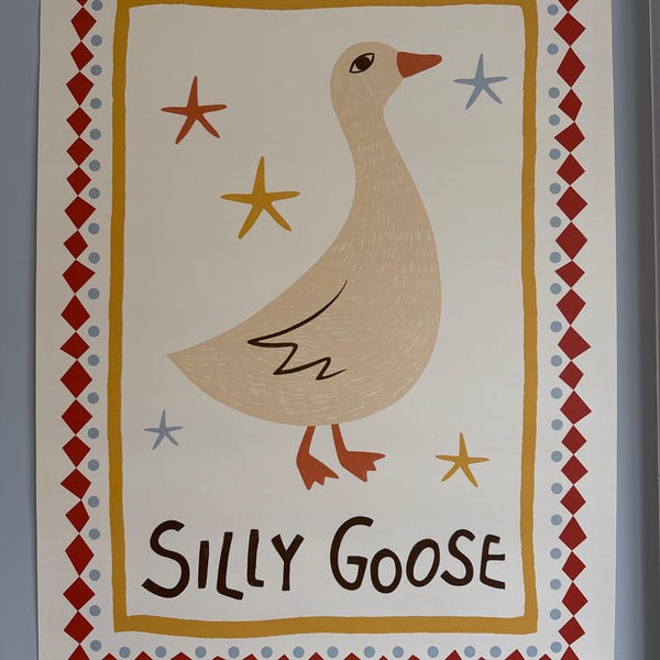 Silly Goose Print, Trendy Wall Art, Apartment Decor, Retro Wall Art ...
