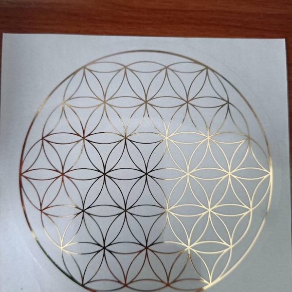 NEW BIG Metatron's Cube Transparent Gold Relief Adhesive Labels Sacred ...