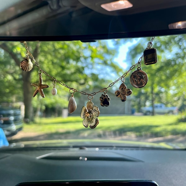 Car Charms, Engravable Rear View Mirror Chain, Make Your Own Ornament ...