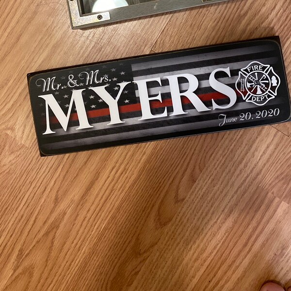 Firefighter Couple Mr Mrs Gift, Firefighter Family Sign, Firefighter ...